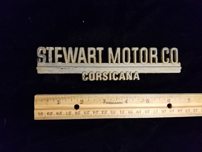 Stewart Motor Co Corsicana TX Car Dealership Dealer Metal Emblem Badge ...
