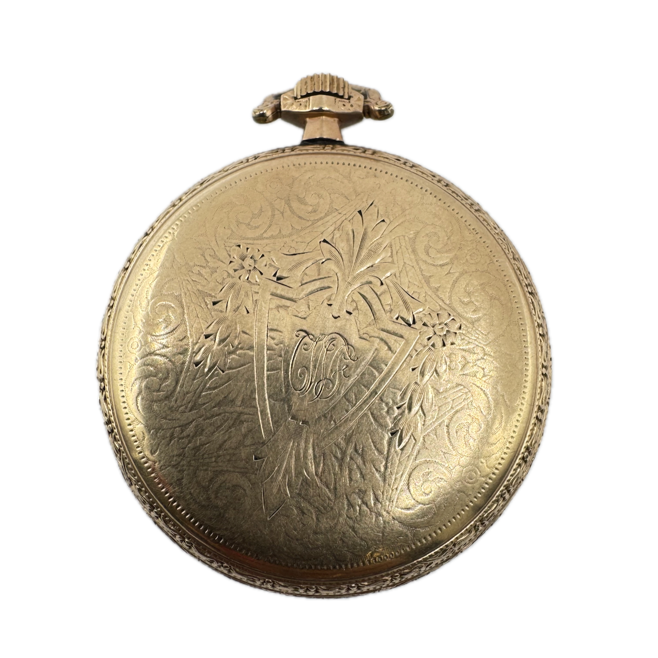 Antique 12 Size Fahy's Fancy Engraved Open Face Pocket Watch Case Gold ...