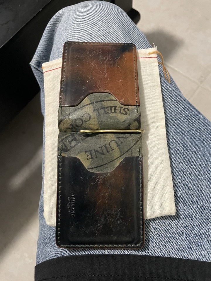 Ashland leather Capone money clip In Marbled black Shell Cordovan | eBay