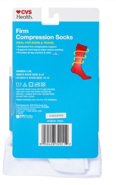 CVS Health Firm Support Compression Socks Calf Length Size S/XS Lot OF ...