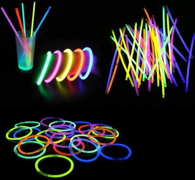 X 50 Pièces Bracelets Lumineux Fluo Fluorescents Bracelets Disco Party ...