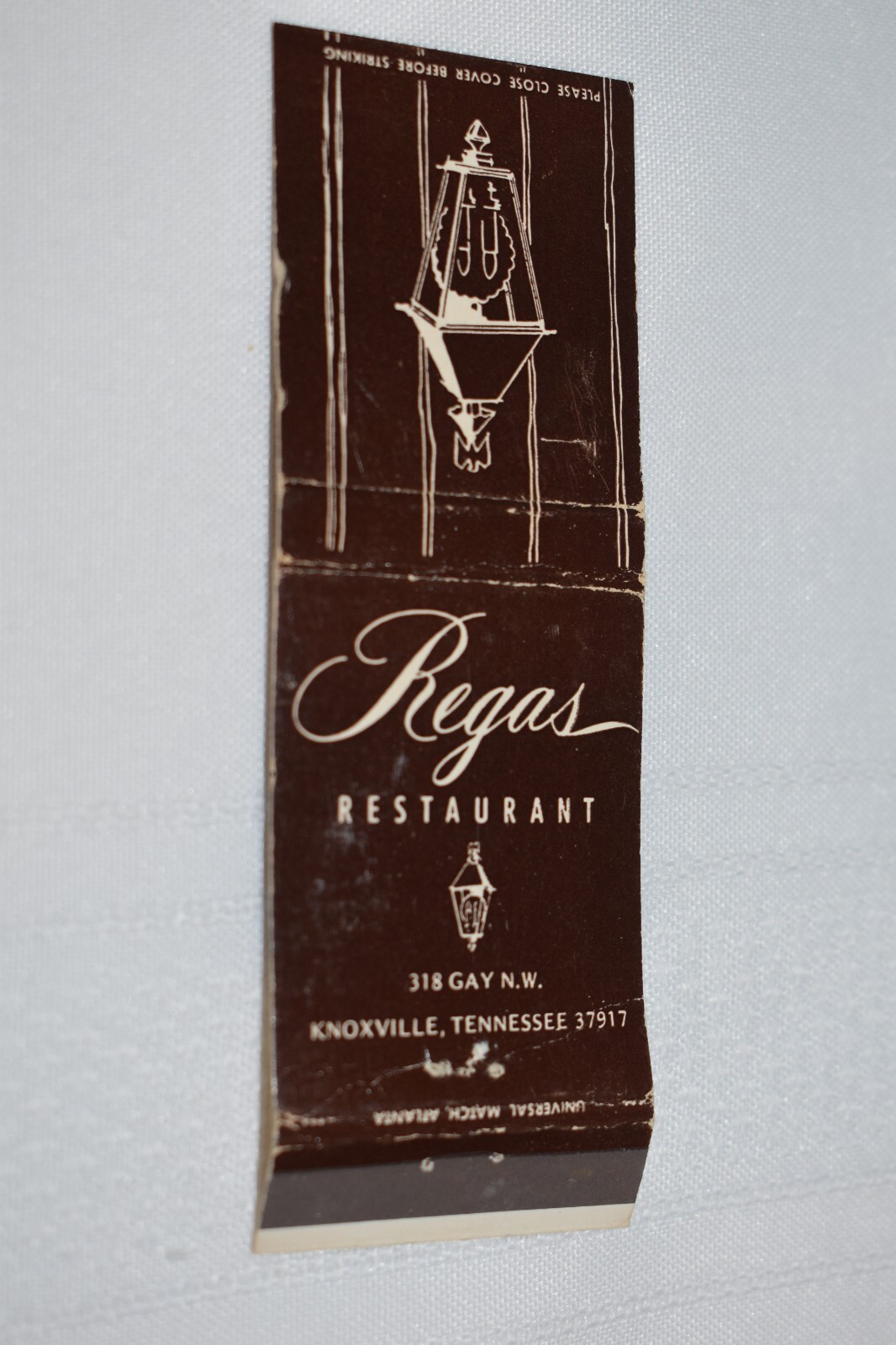 Regas Restaurant Knoxville Tennessee 20 Front Strike Matchbook Cover | eBay