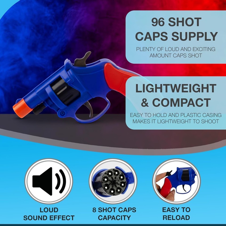 Kids Plastic Toy Gun With 8 Shot Ring Caps - Loud Sound Effects ...