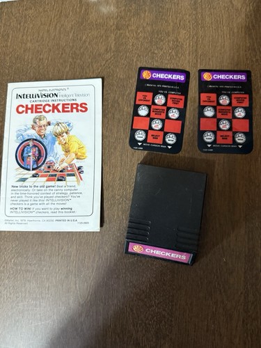 Checkers Intellivision 1979 Game Cartridge Overlay And Manual Untested ...