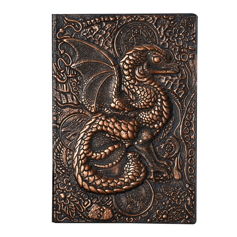 Hardcover Embossed Notebook Retro Leather Notepad A5 Journal Ribbon ...