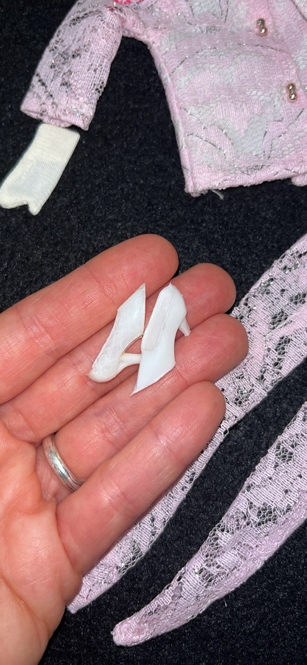 VTG Maddie Mod Barbie Clone Metallic Pink Lace Ensemble Tights Glove ...