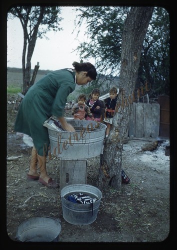 Woman Hand Washing Clothes Mexico People 1950s 35mm Slide Red Border ...