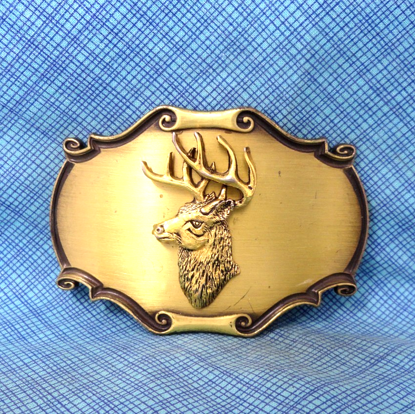 Deer Buck Stag Belt Buckle Hunter Sportsman Cowboy Vtg 1980 Raintree ...