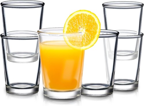 SOUL ONE 5 oz Small Juice Glasses, Set of 6, Stackable Heavy Based ...