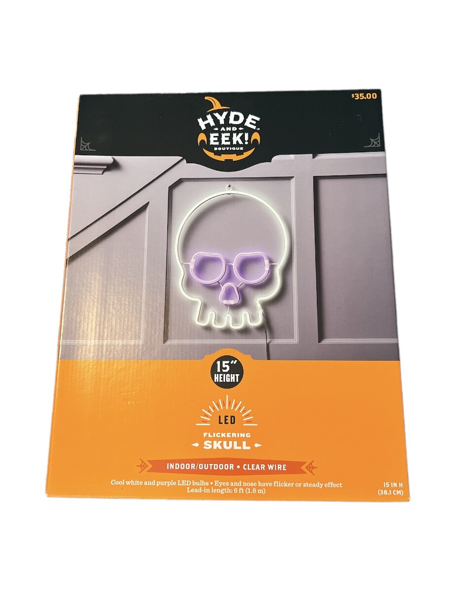 Hyde & EEK Boutique Flickering LED Skull. 15” Height. Indoor/Outdoor ...