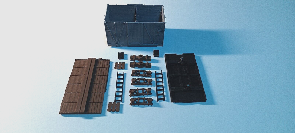 On30 3D printed 14' wood style box car outside braced Your wheels and ...