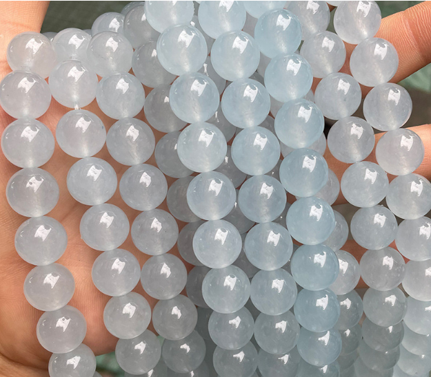 8/10/12/14mm Light Blue Jade Round Gemstone Loose beads 15" AAA | eBay