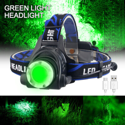 Super Bright LED Headlamp Headlight Green Light Hunting Head Torch ...