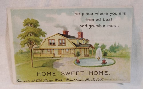 Home Sweet Home Old Home Week Souvenir Postcard Providence Rhode Island ...
