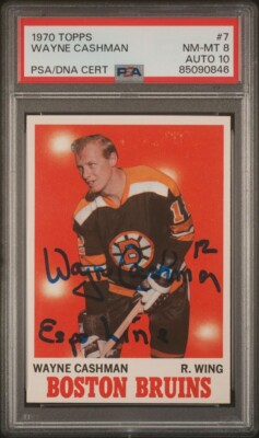 Wayne Cashman RC 1970 Topps #7 Signed " Espo Line" Inscription PSA 8 ...