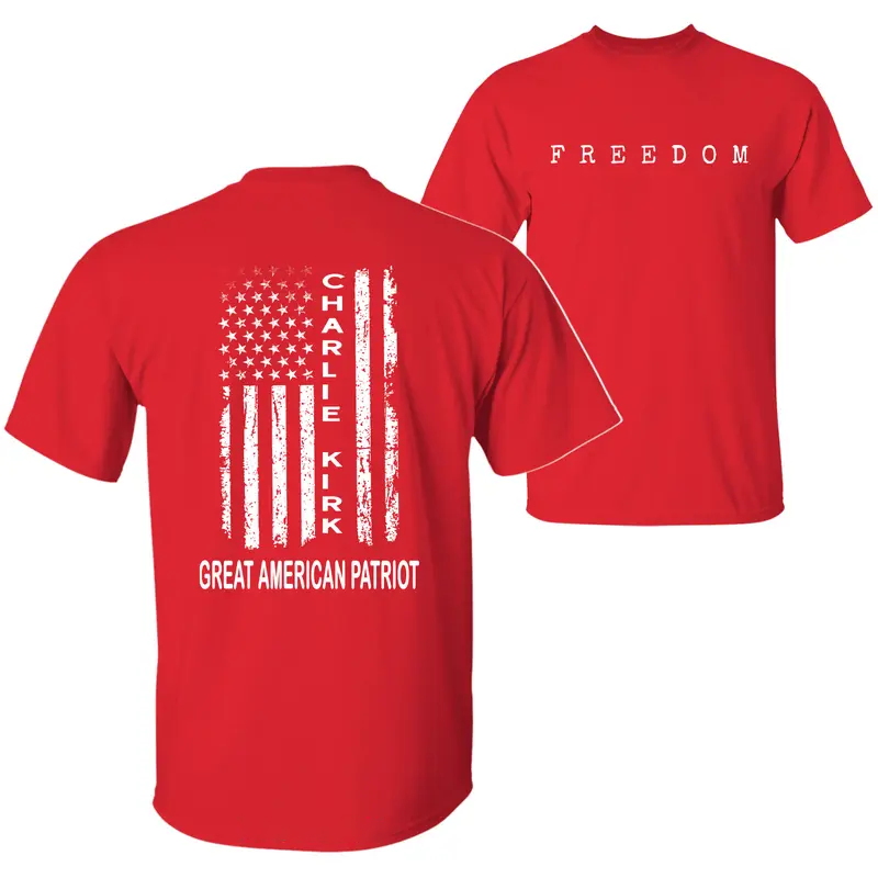 Charlie Kirk Freedom A True American Patriot with US Flag Two Side T ...