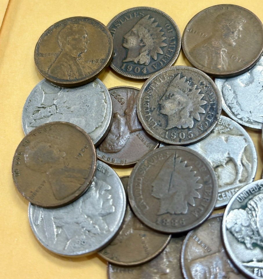 Old Mixed U.S. Coin Lot! Indian Head Penny, Wheat Cent, Buffalo Nickel ...