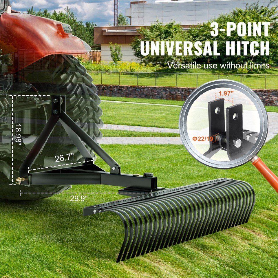 Tow Behind Dethatcher 60" 3-Point Lawn Dethatcher Rake with Attachments ...