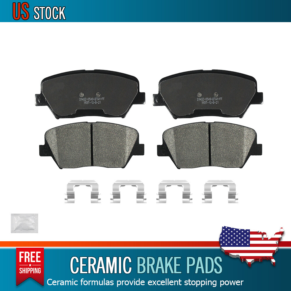 Front Ceramic Brake Pads w/Hardware for Kia Sorento Rondo Hyundai Sante ...