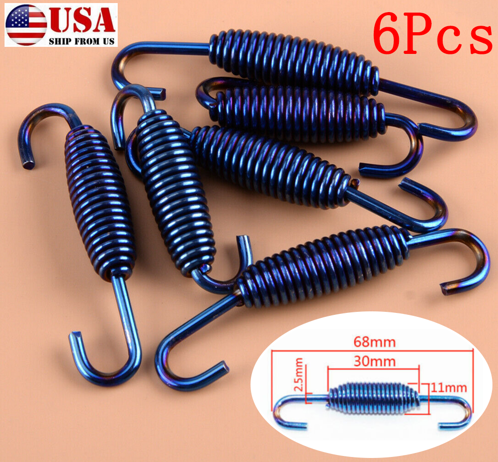 6Pcs 68mm Blue Motorcycle Exhaust Muffler Pipe Stainless Steel Swivel ...