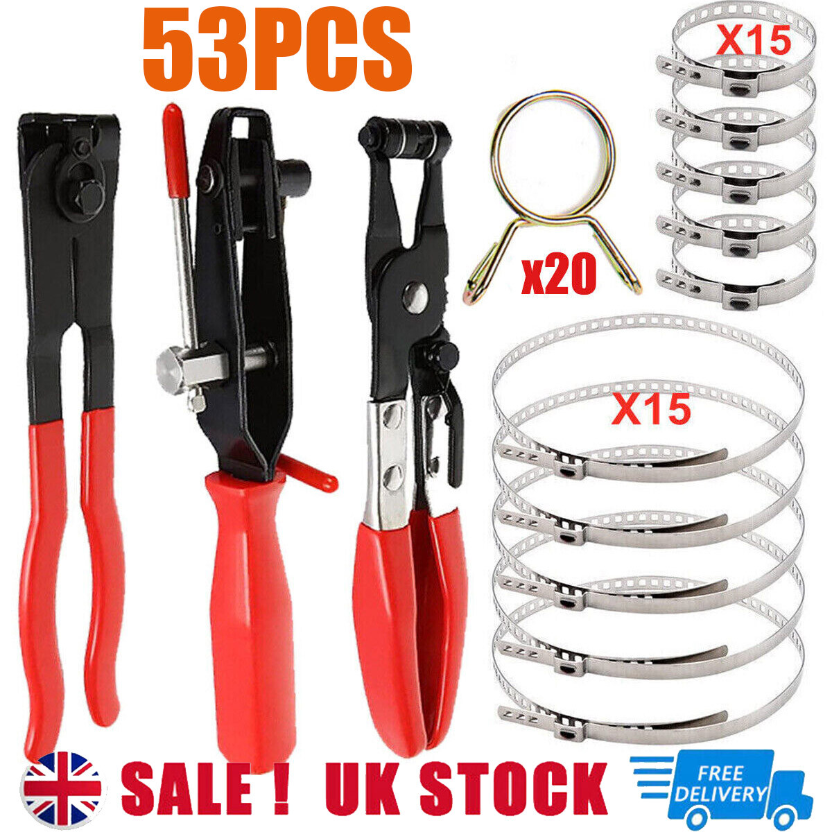 53Pcs Universal CV Boot Clips Kit Stainless Steel & CV Joint Crimp ...