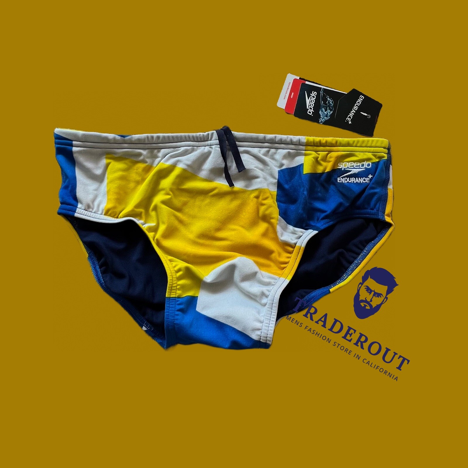 Speedo Men blue gold team Endurance+ swim Brief Swimwear size 34 | eBay