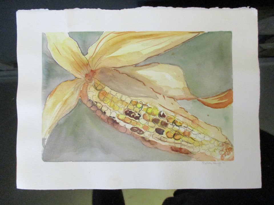 Vintage Signed Dolores Haugh Corn Vegetable Original Art Watercolor ...