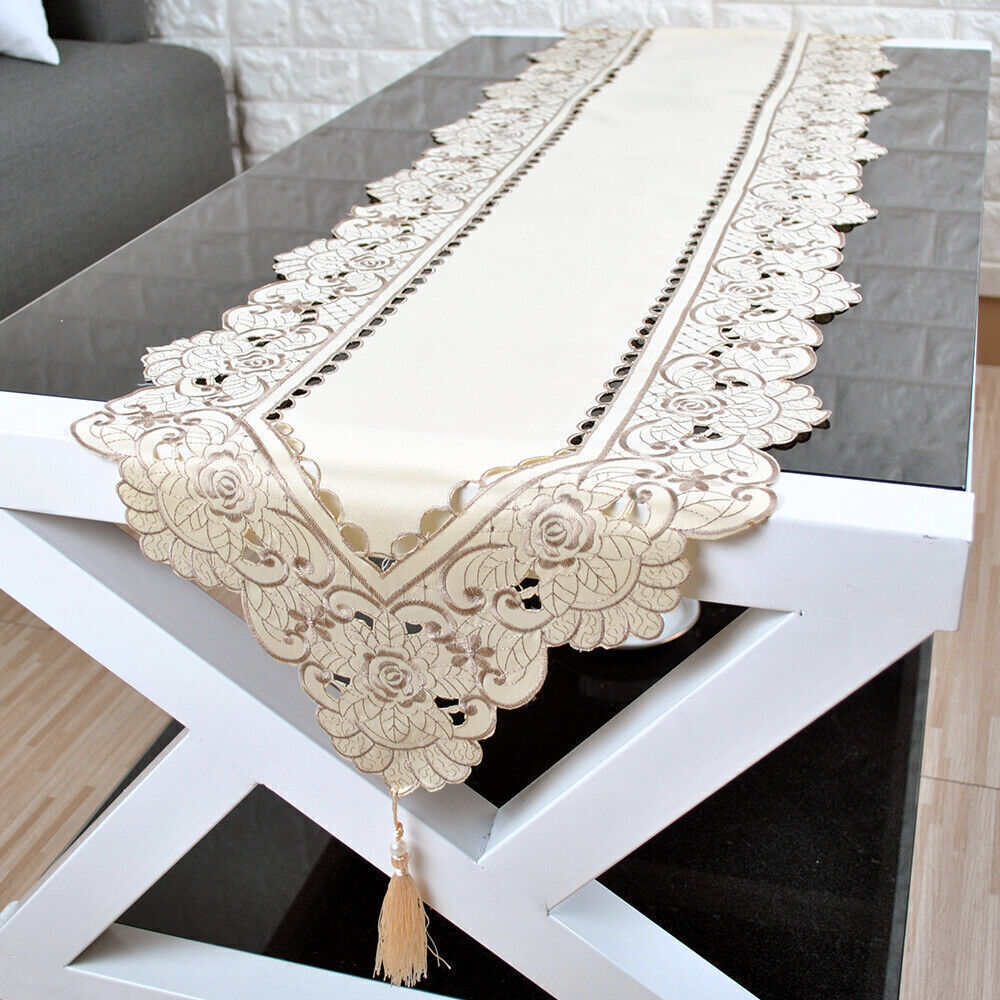 Vintage Embroidered Lace Table Runner Table Cloth Cover Doilies Wedding ...