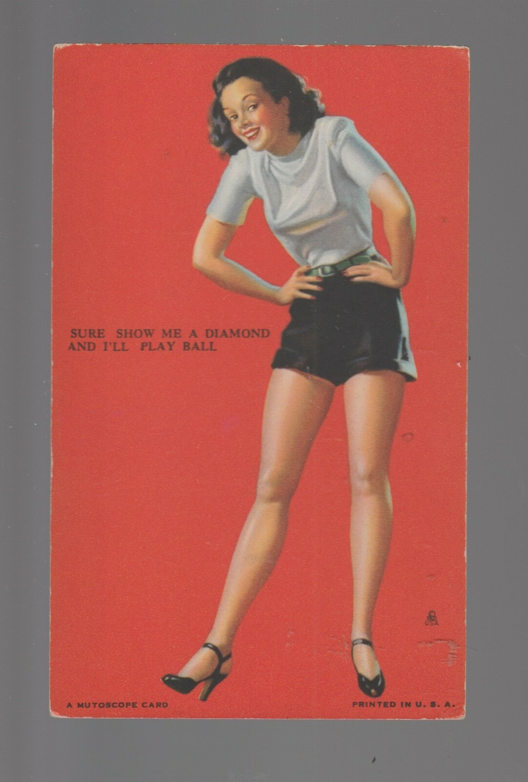 1940's MUTOSCOPE Arcade Pin-Up Card 3.25x5.25" SURE SHOW ME A DIAMOND ...