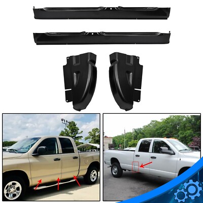 Quad Cab Rocker Panels & Cab Corners 4PCS For Dodge Ram 1500 2500 3500 ...