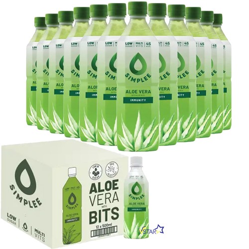 Simplee Aloe Vera Drink With Bits 500ml Bottle Low Sugar Vegan ...
