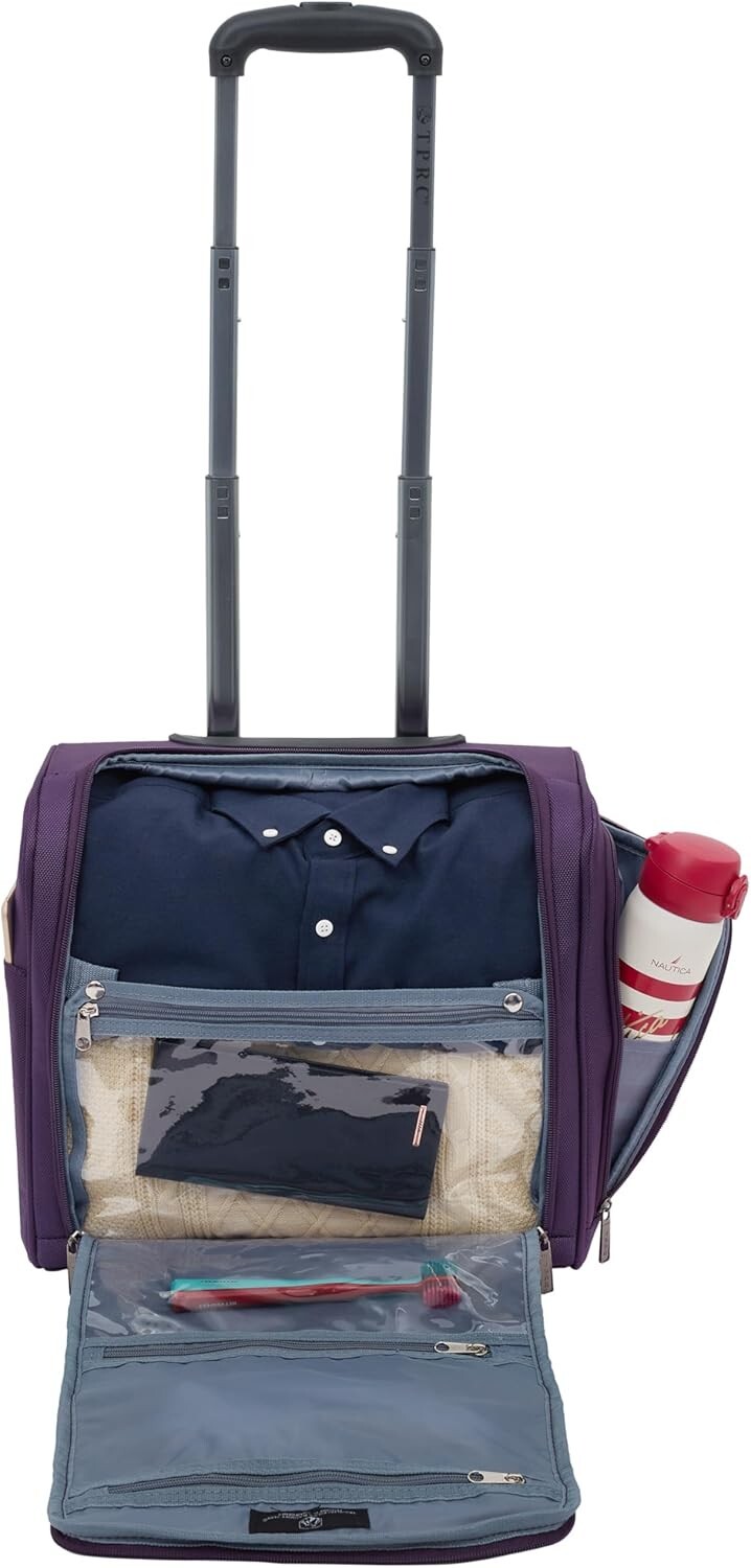 TPRC Smart Under Seat Carry-On Luggage with USB Charging Port, Purple ...