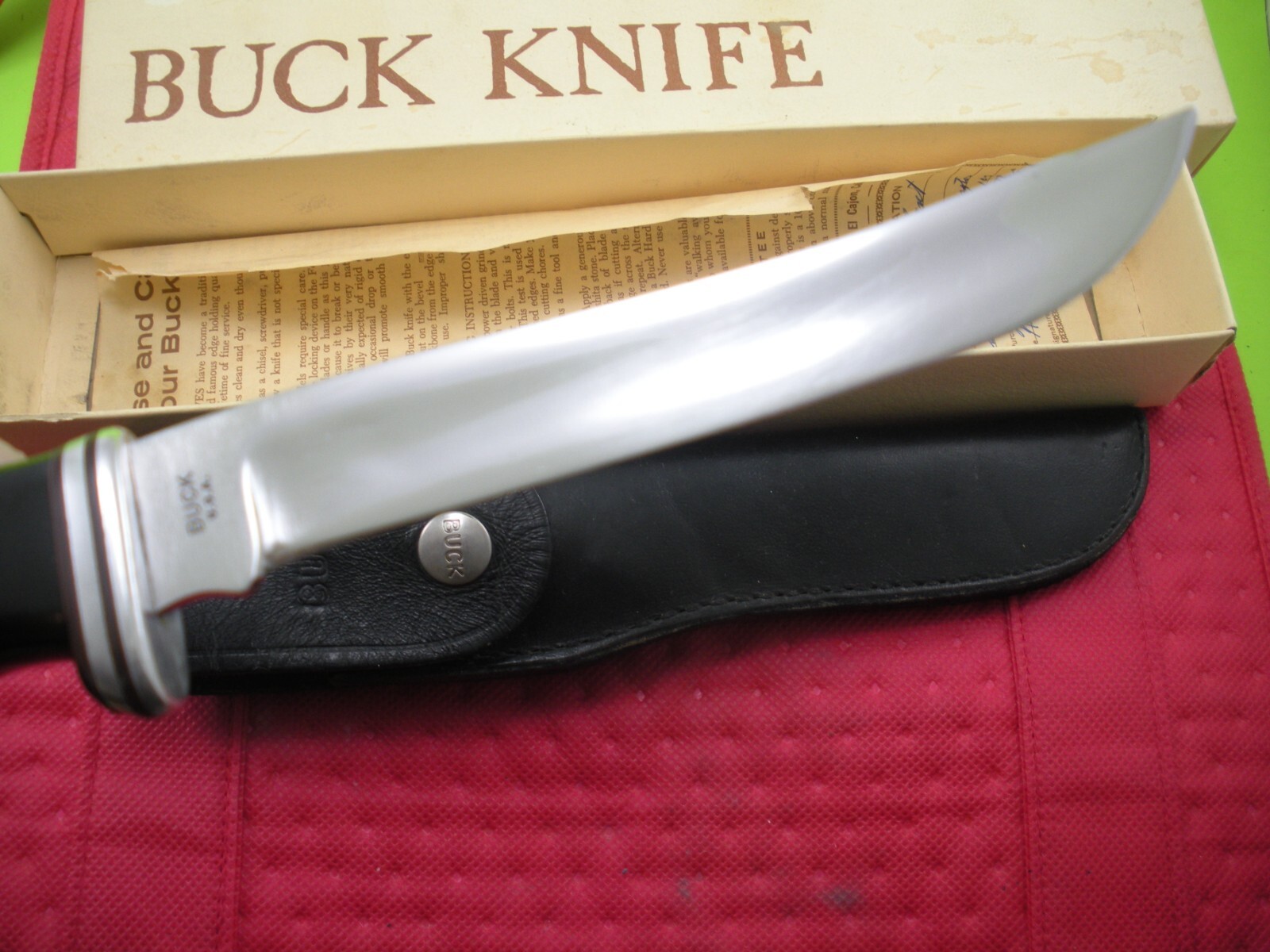 RARE 2 LINE INVERTED BUCK 105 PATHFINDER KNIFE W/ SHEATH LIGHTLY USED ...
