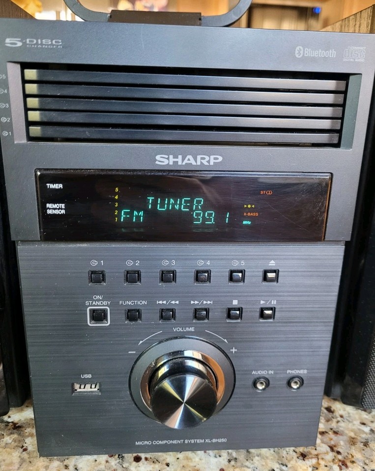 Sharp XL-BH250 5-Disc CD USB System Bluetooth MP3 w/ Speakers & Remote ...