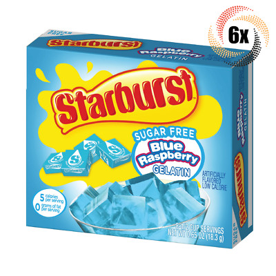 6x Packs Starburst Blue Rasberry Flavored Gelatin | .65oz | Fat & Sugar ...