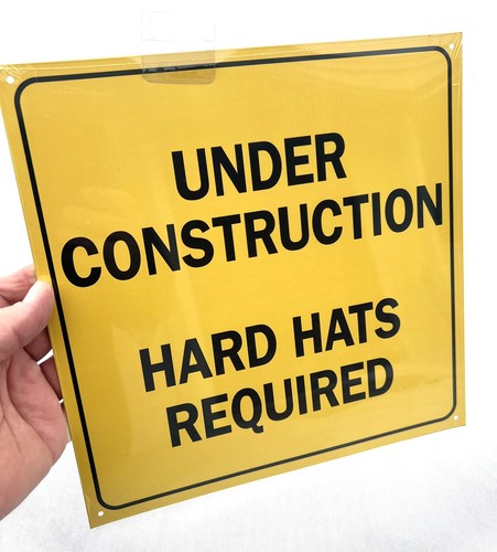 Under Construction - Hard Hats Required - 11" x 11" OSHA Metal Safety ...