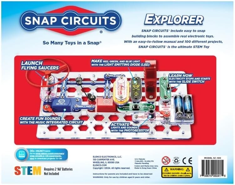 STEM Educational Toy 100 Electronics Exploration Kit Circuit Board for ...