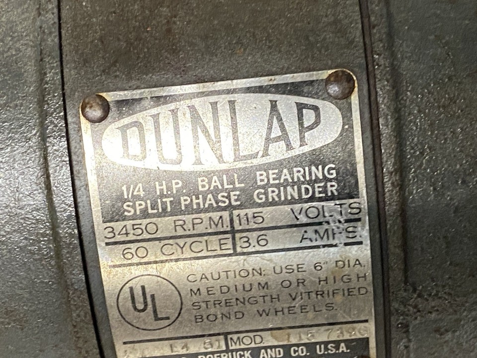 Vintage Sears Craftsman Dunlap Bench Grinder Buffer | eBay