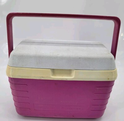 Vintage PINK Rubbermaid Mini Ice Chest Cooler Lunch Box 2901 3 Qt Holds ...