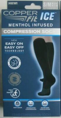 Copper Fit Ice - Menthol Infused Compression Socks S/M (M 6-9) (W 7-10 ...