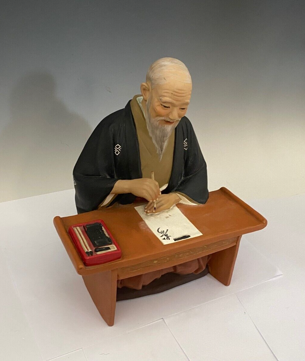 Vintage Hakata Japanese Urasaki Clay Figurine Man Writing at Desk ...