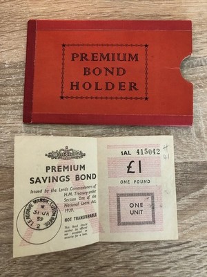 Vintage Paper Used Premium Savings Bond £1 and cardboard holder | eBay UK