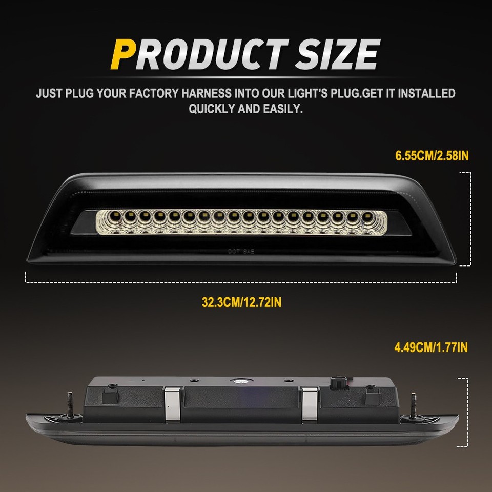 Smoke LED 3RD Third Tail Brake Cargo Light For 2016-23 Toyota Tacoma ...