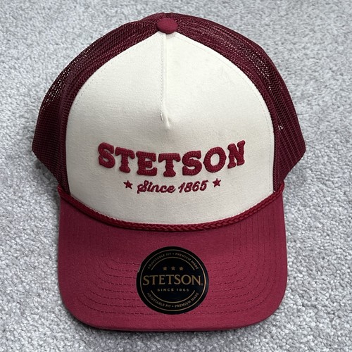 Stetson Hat Embroidered Logo Adjustable Snapback Trucker Cap Mesh Red ...