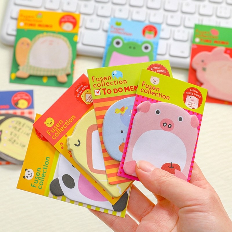 10 Pcs Cartoon Animal Stickier Note Lovely Memos Pad School Supplies ...
