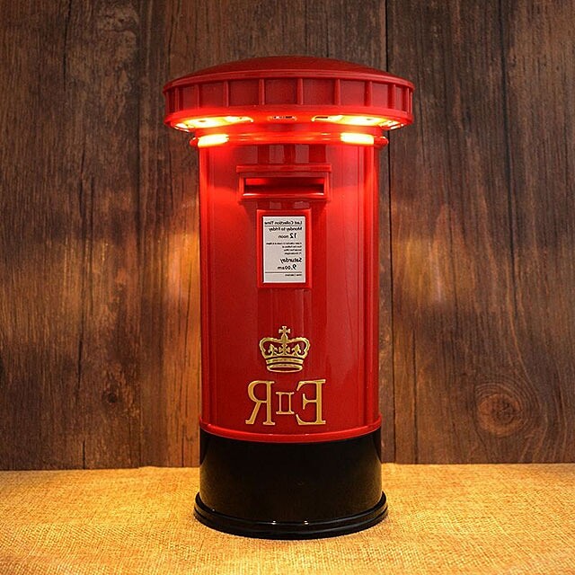 Red London Phone Booth Post Box Money Coin Bank Night Light Novelty ...