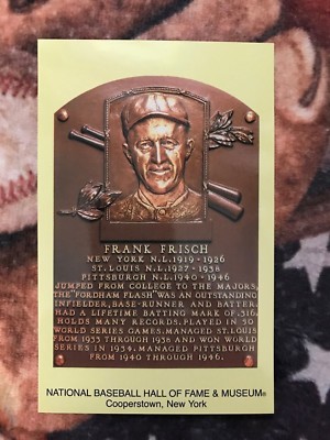Frankie Frisch Postcard- Baseball Hall of Fame Induction Plaque- Photo ...