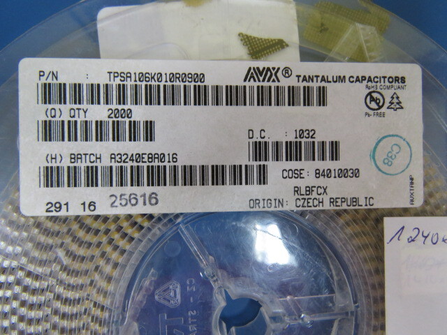 AVX TPS A 106 K 010 R 0900 Qty of 100 per Lot Cap Tant Solid 10uF 10V A ...