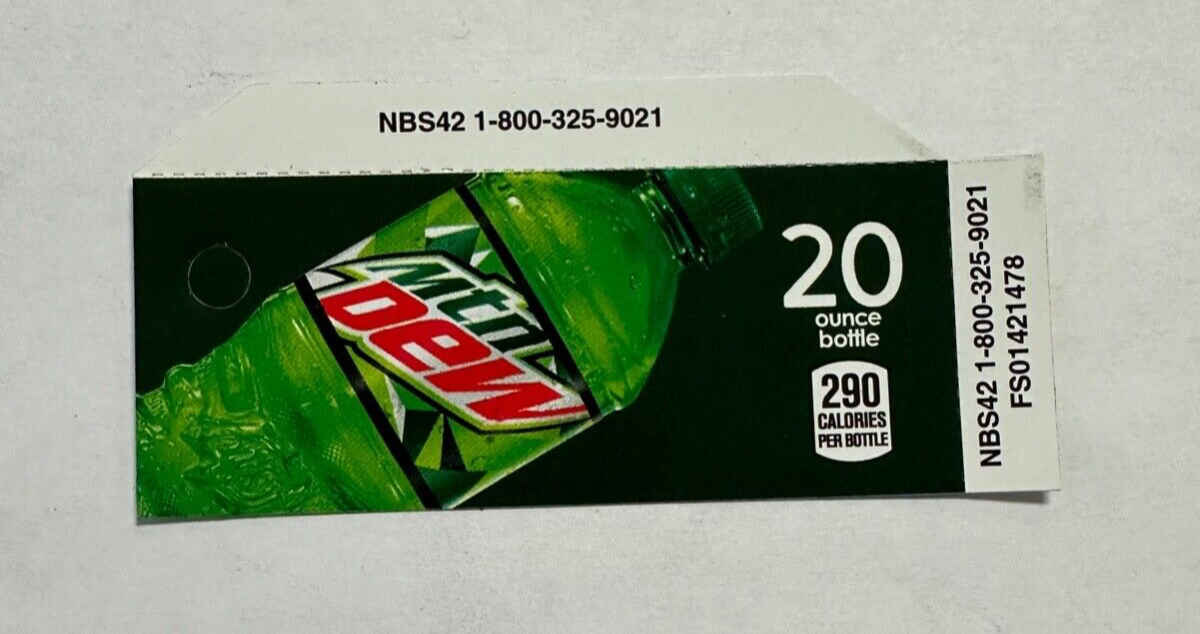 Mtn Dew Vending Machine Flavor Strip 20oz For Vendo, Dixie Narco | eBay