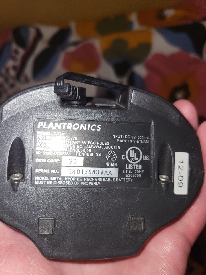 Plantronics CT14 DECT CORDLESS HEADSET PHONE WITH MAIN BASE AND AC | eBay